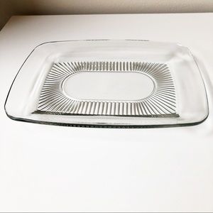 Dining | Vintage Rectangular Clear Glass Tray With Ribbed Pattern And ...